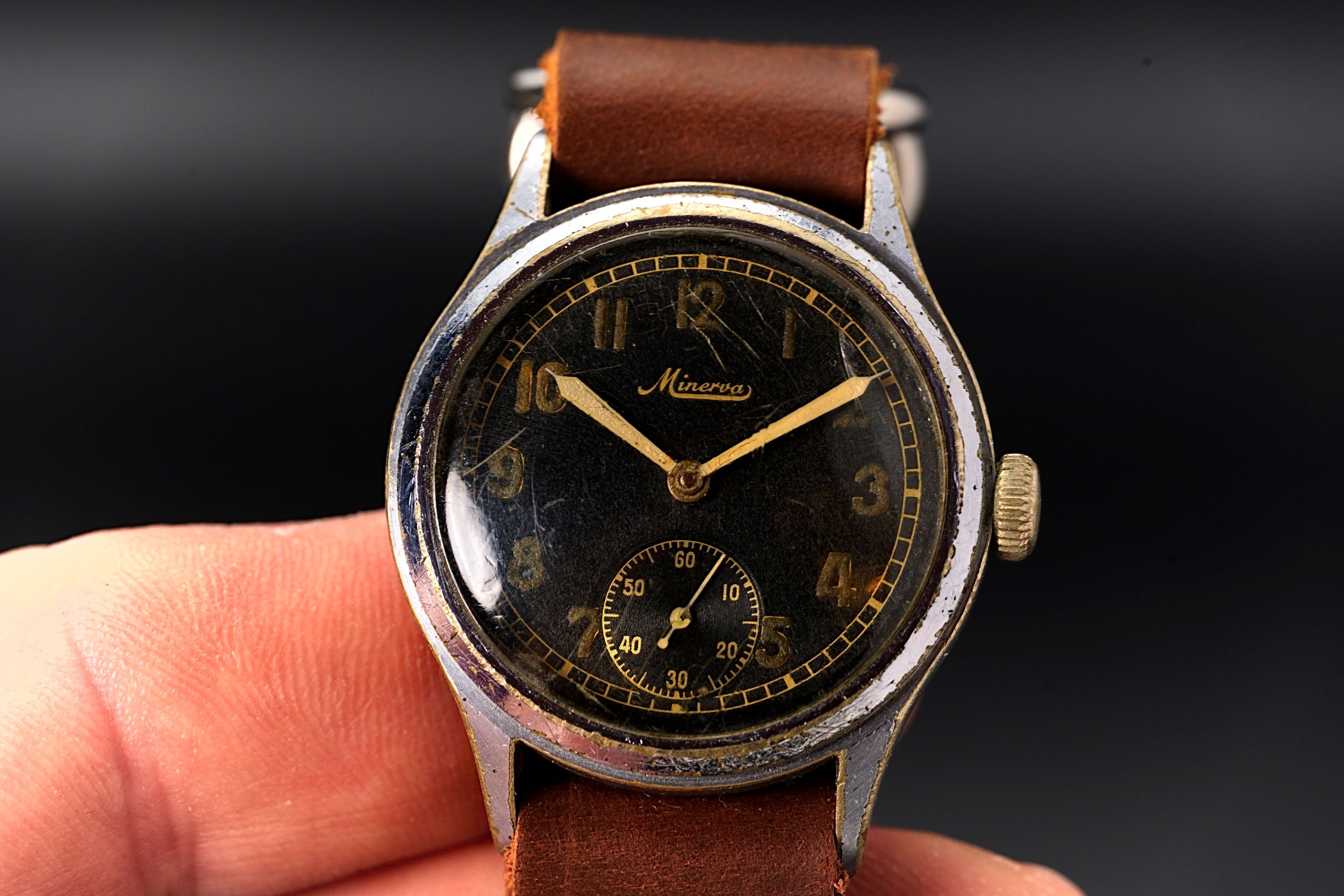 Minerva DH wristwatch military 1940 watch cal. 12L wristwatch ...